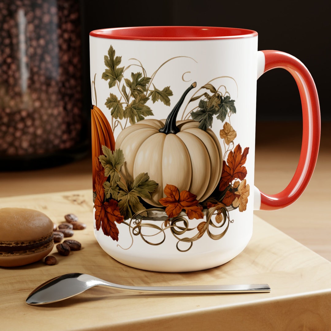 Pretty Pumpkin Mug Autumn Inspired Mug Fall Theme Mug Pumpkin Tea Mug ...
