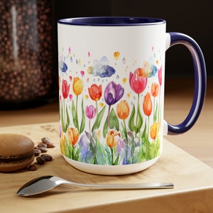 Spring Flowers Mug Tulip Floral Coffee Cup Seasonal Ceramic Tea Mug - Etsy