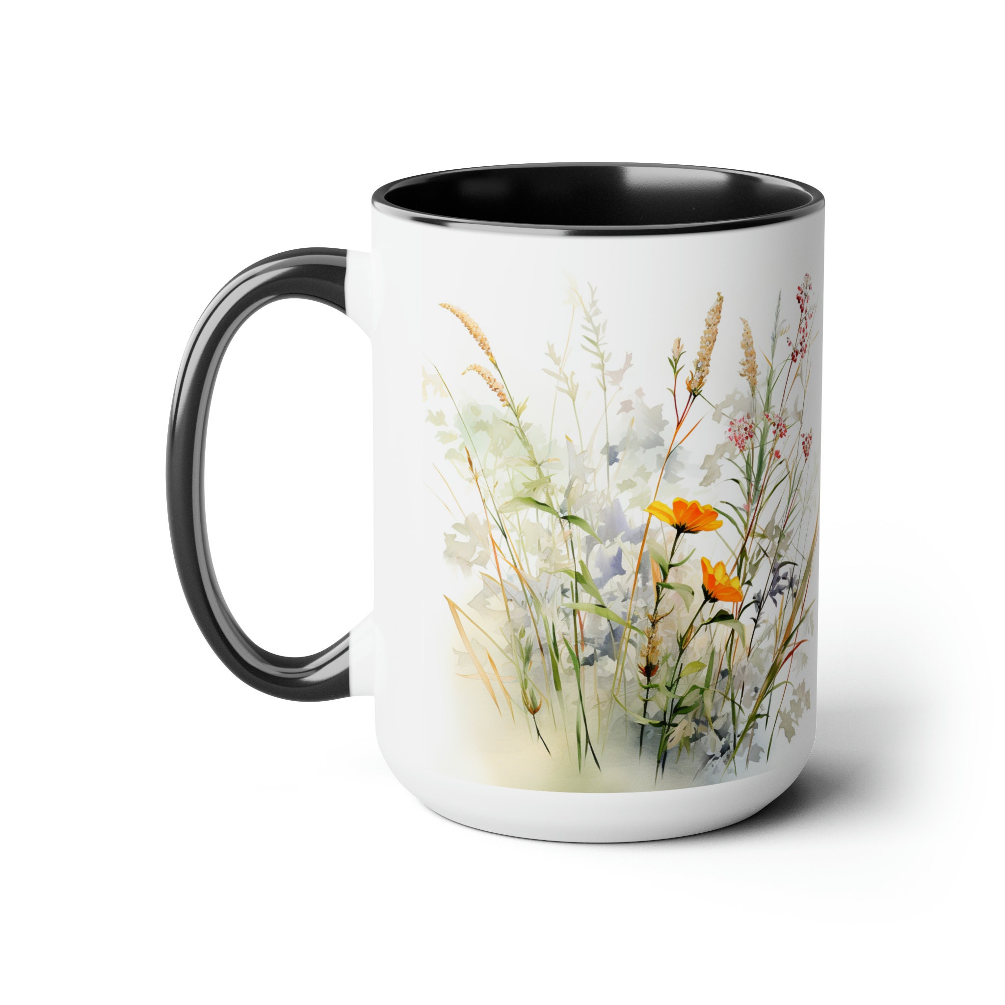 Watercolor Flowers Mug Delicate Flowers Coffee Mug Amber Flowers Tea ...