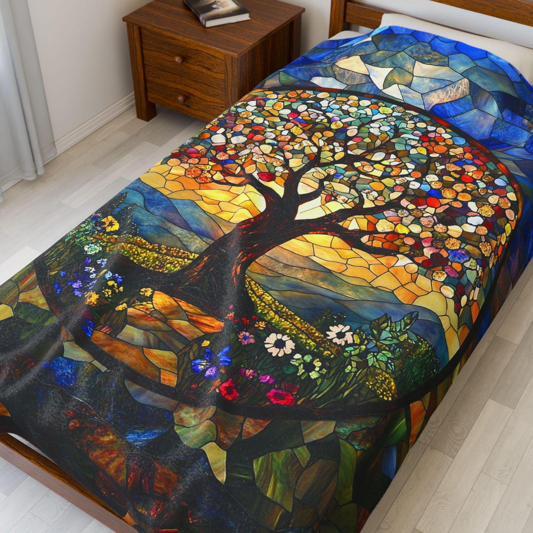 Tree of Life Blanket Celtic Floral Throw With Nature Art Cottagecore ...