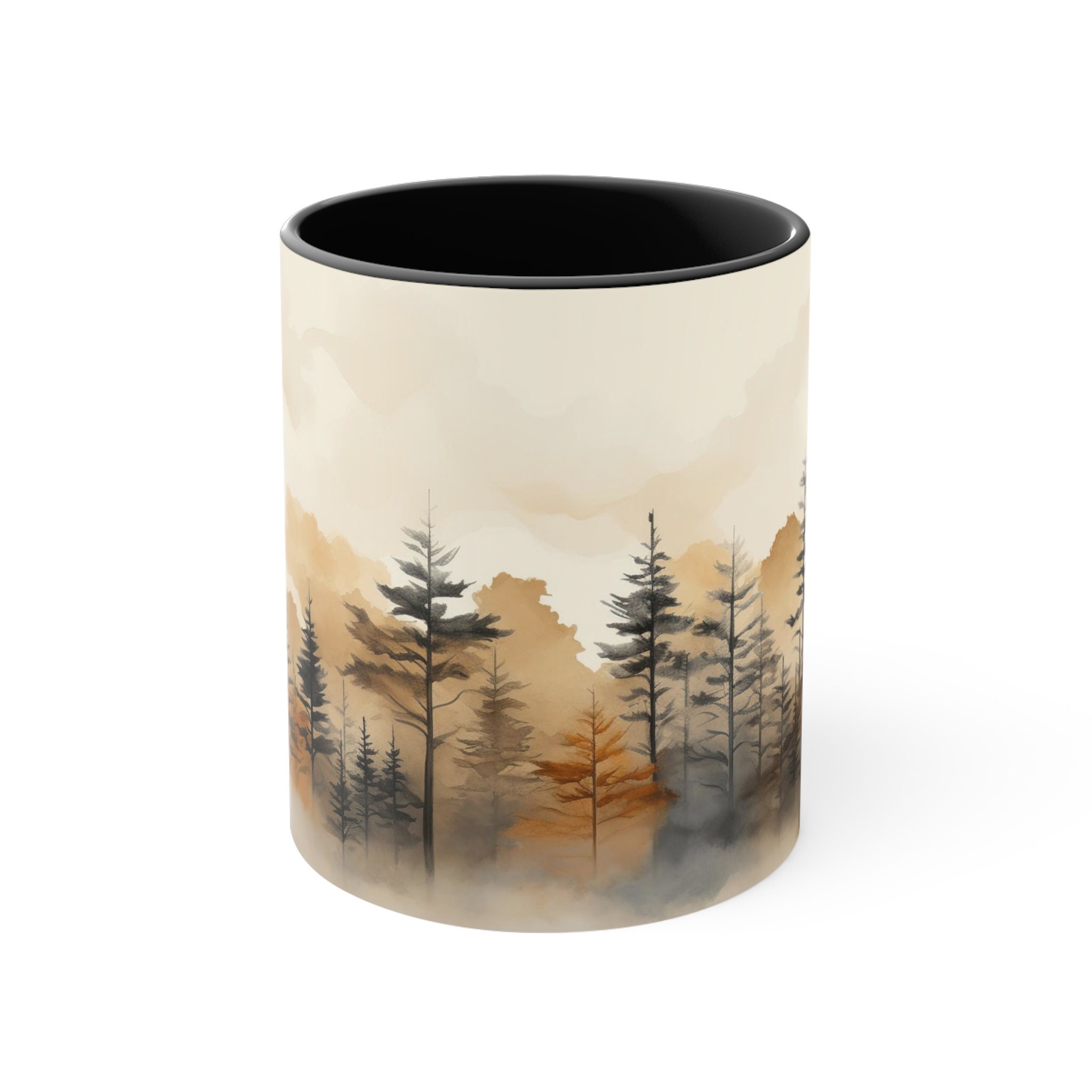 Watercolor Pine Trees Mug Rustic Forest Coffee Cup Earthy Pine Tree ...
