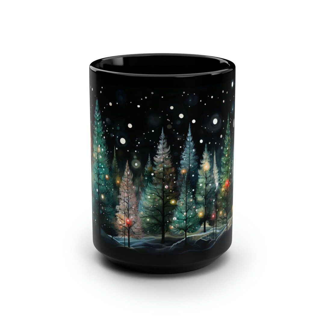 Festive Christmas Mug Winter Tree Coffee Mug Holiday Pine Tea Cup Snowy ...