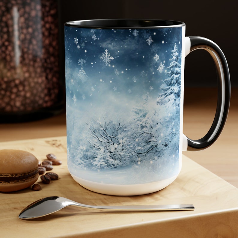 Winter Snowflake Coffee Mug Cozy Wonderland Ceramic Cup Frosty Blue ...