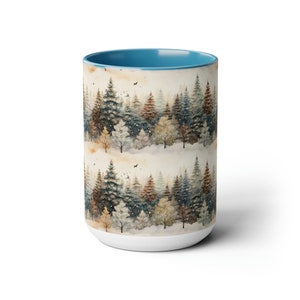 Rustic Fir Tree Mug Winter Decor Coffee Cup Woodland Scene Drinkware ...