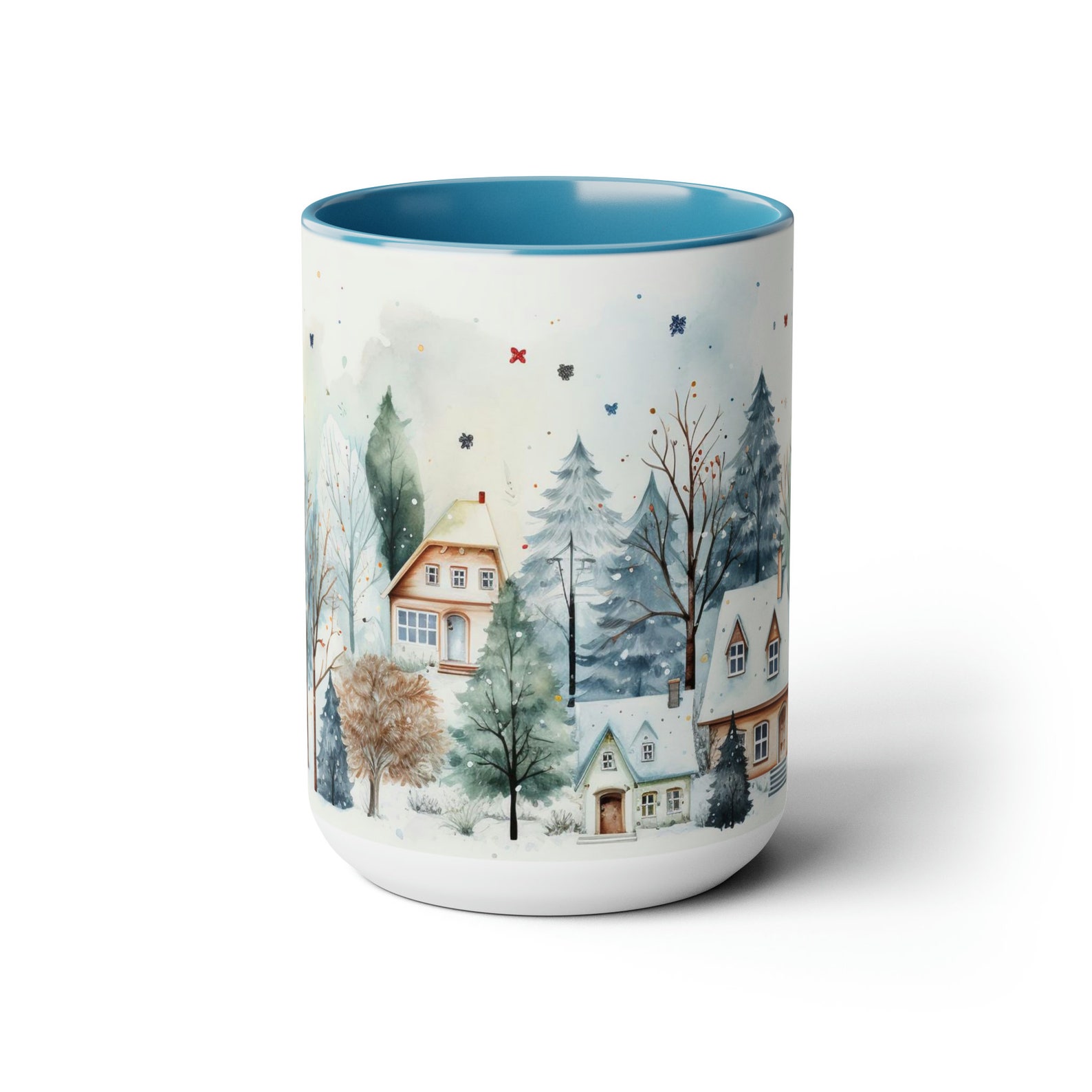 Winter Houses Mug Holiday Tea Mug Winter Village Town Cup Adorable ...