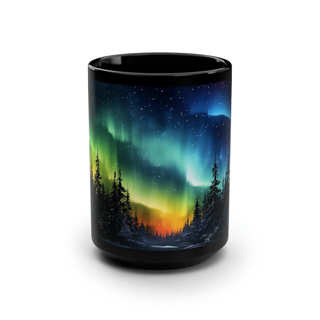 Northern Lights Mug Aurora Borealis Ceramic Coffee Cup Celestial Night ...