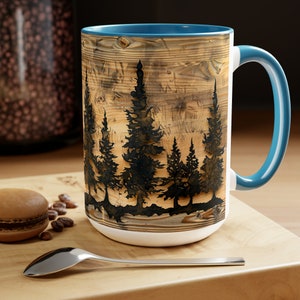 Rustic Pine Trees Mug Rustic Metal Tree Decor Coffee Mug Evergreen Tree ...