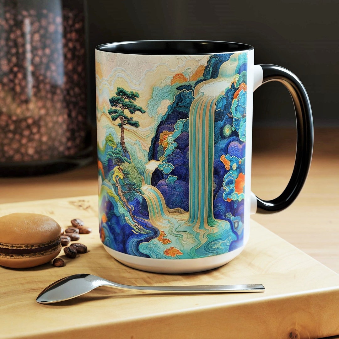Hokusai Ukiyo E Japanese Waterfall Mug Asian Art Ceramic Mug - Etsy