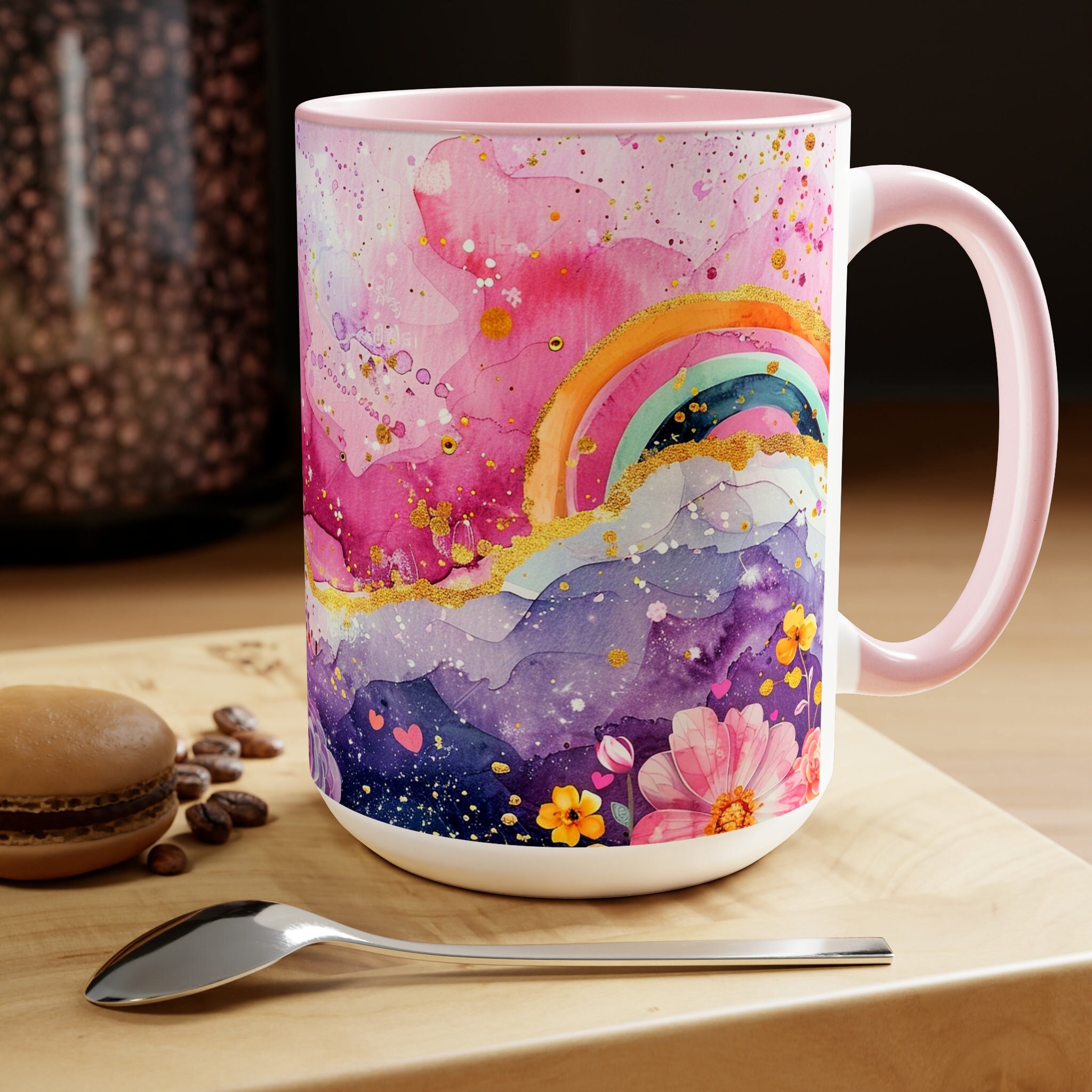 Rainbow Mug Summer Vibes Mug Abstract Cup Marble Inspired Mug Spring ...
