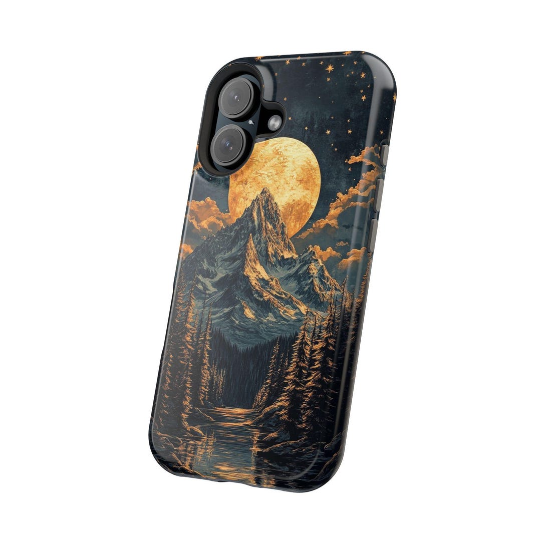 Winter Mountain Moon Phone Case: Starry Night Landscape, Magsafe ...