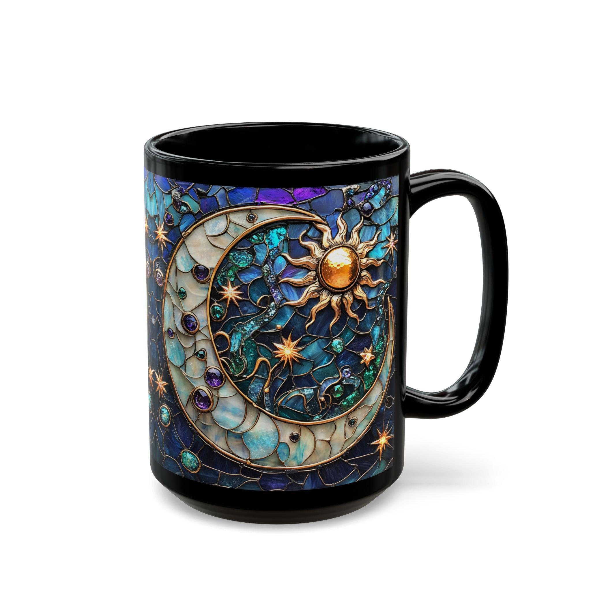 Stained Glass Sun and Moon Mug Celestial Coffee Cup With Stars Moon ...