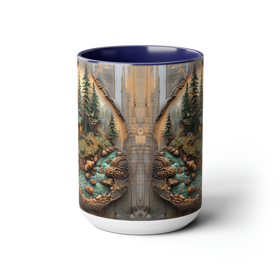 Woodland Forest Mug Rustic Cabin Coffee Mug Wood Panel Art Tea Mug ...