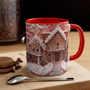 Pink Gingerbread Mug Gingerbread House Cup Whimsical Pink Drinkware ...