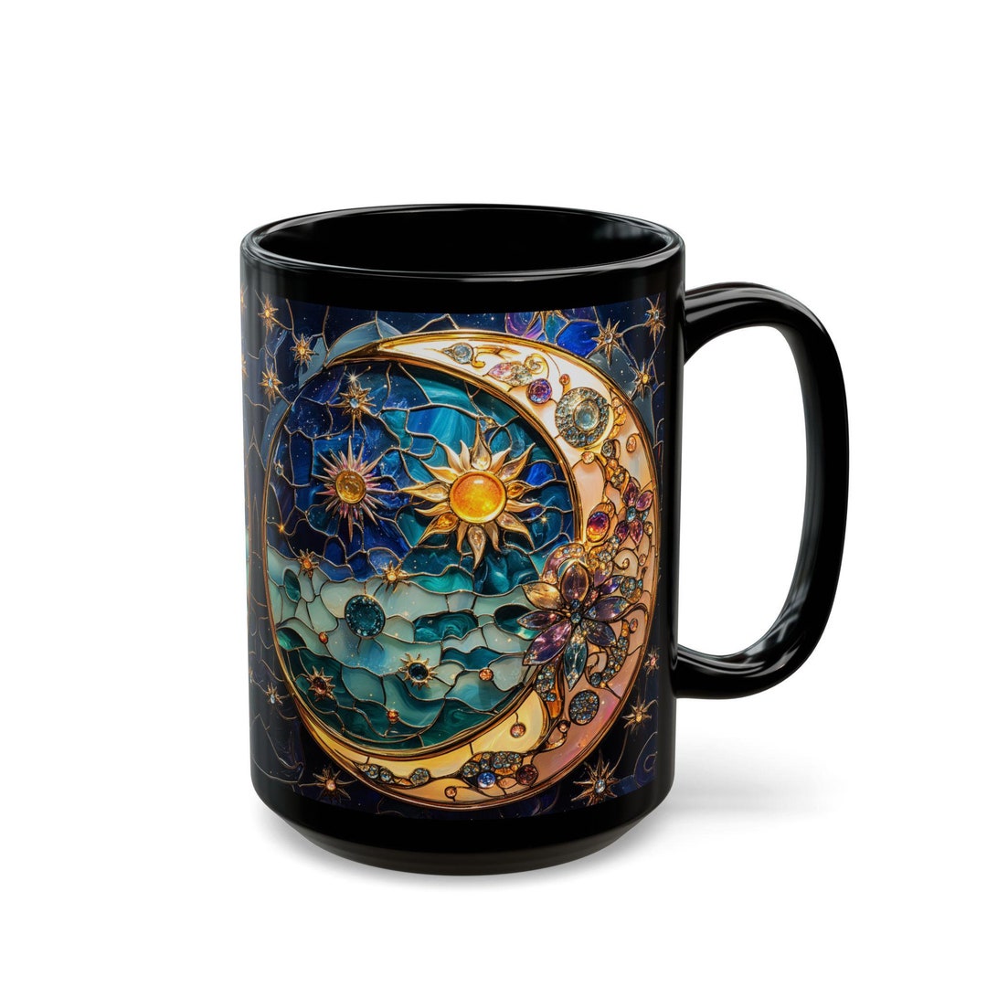 Stained Glass Moon and Stars Mug: Celestial Kitchen Decor - Etsy