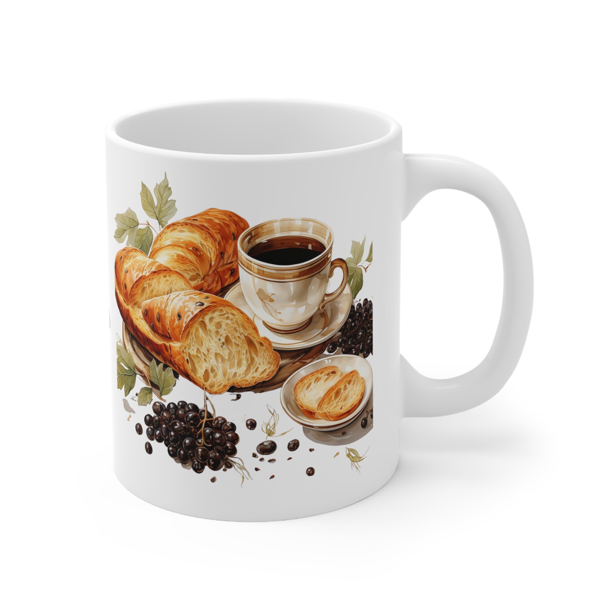 Bonjour Coffee Mug: French Breakfast Theme Ceramic Cup - Etsy