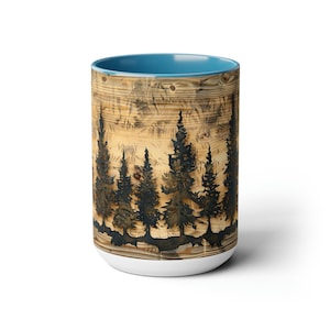 Rustic Pine Trees Mug Rustic Metal Tree Decor Coffee Mug Evergreen Tree ...