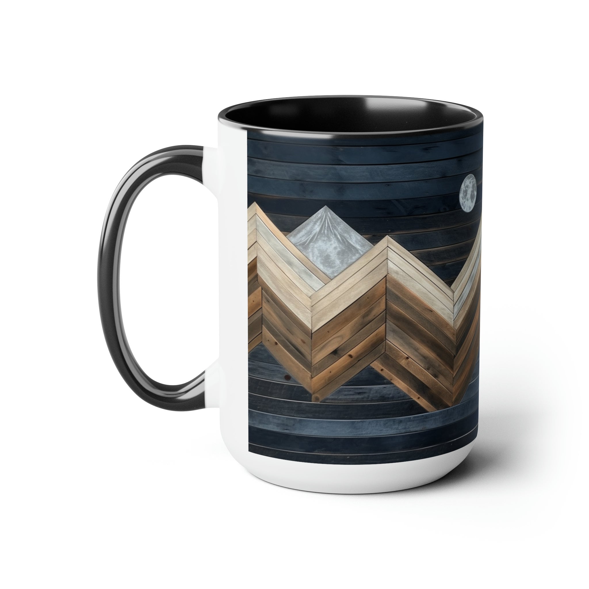 Mountain Moon Wood Art Mug Rustic Cabin Coffee Cup Wooden Mountain Mug ...