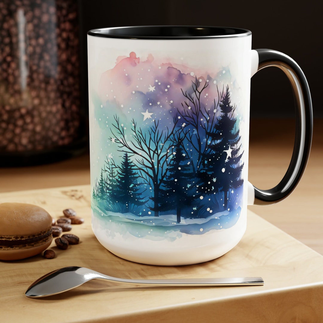 Winter Aurora Mug Northern Lights Coffee Cup Celestial Winter Mug ...