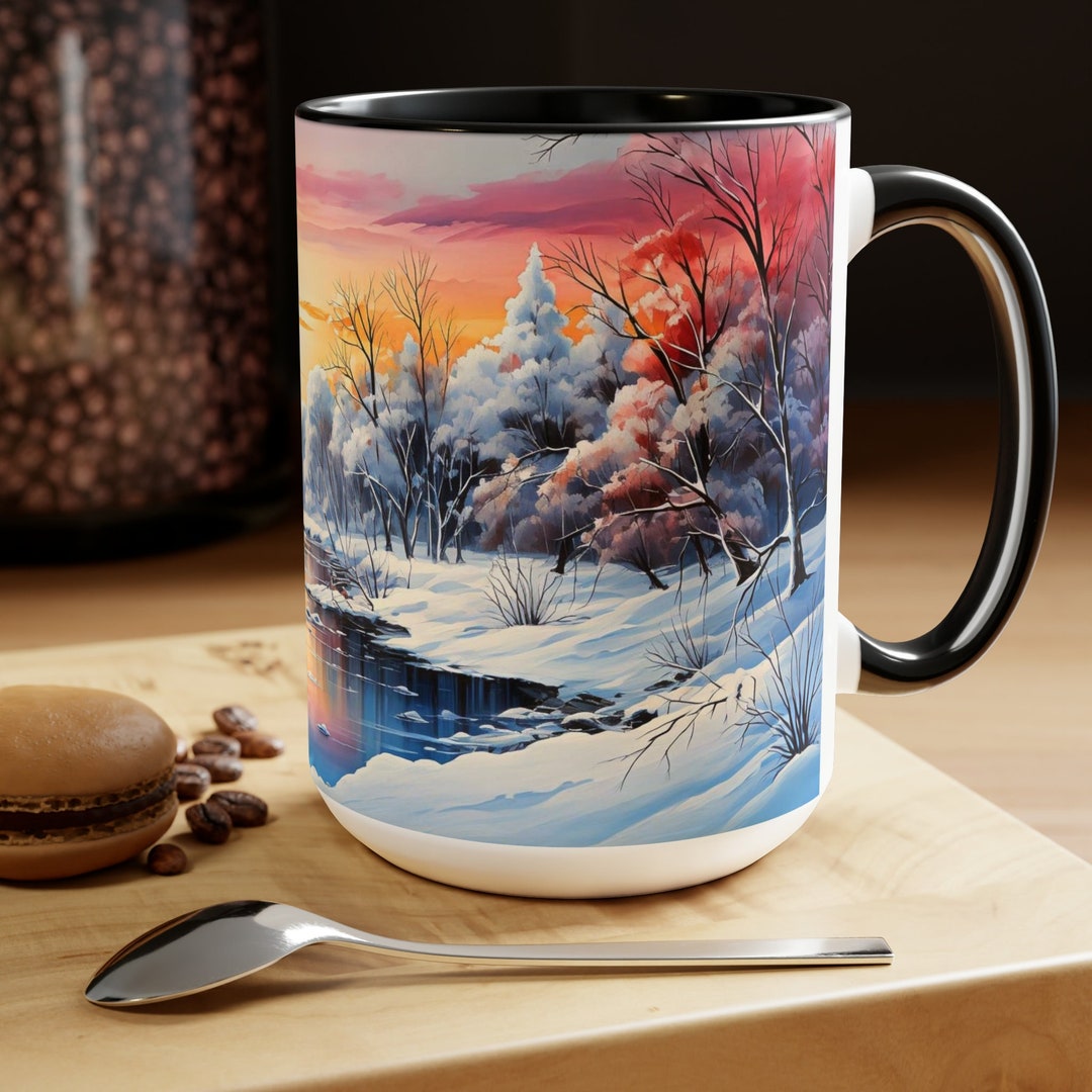 Artistic Winter Scene Cup Scenic Winter Wonderland Drinkware Nature ...