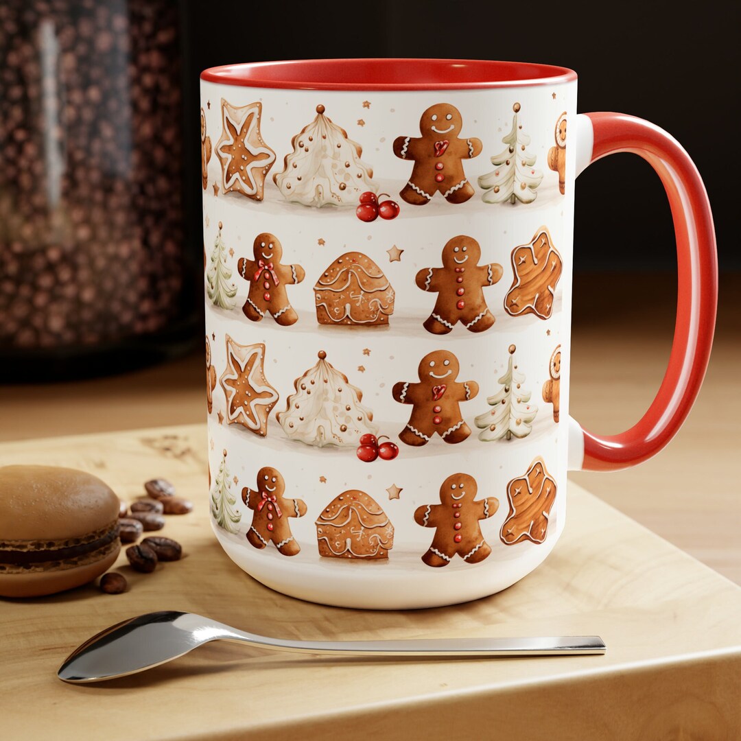 Holiday Cookies Mug Holiday Season Coffee Mug Holiday Treats Tea Mug Dessert Pattern Tea Cup ...