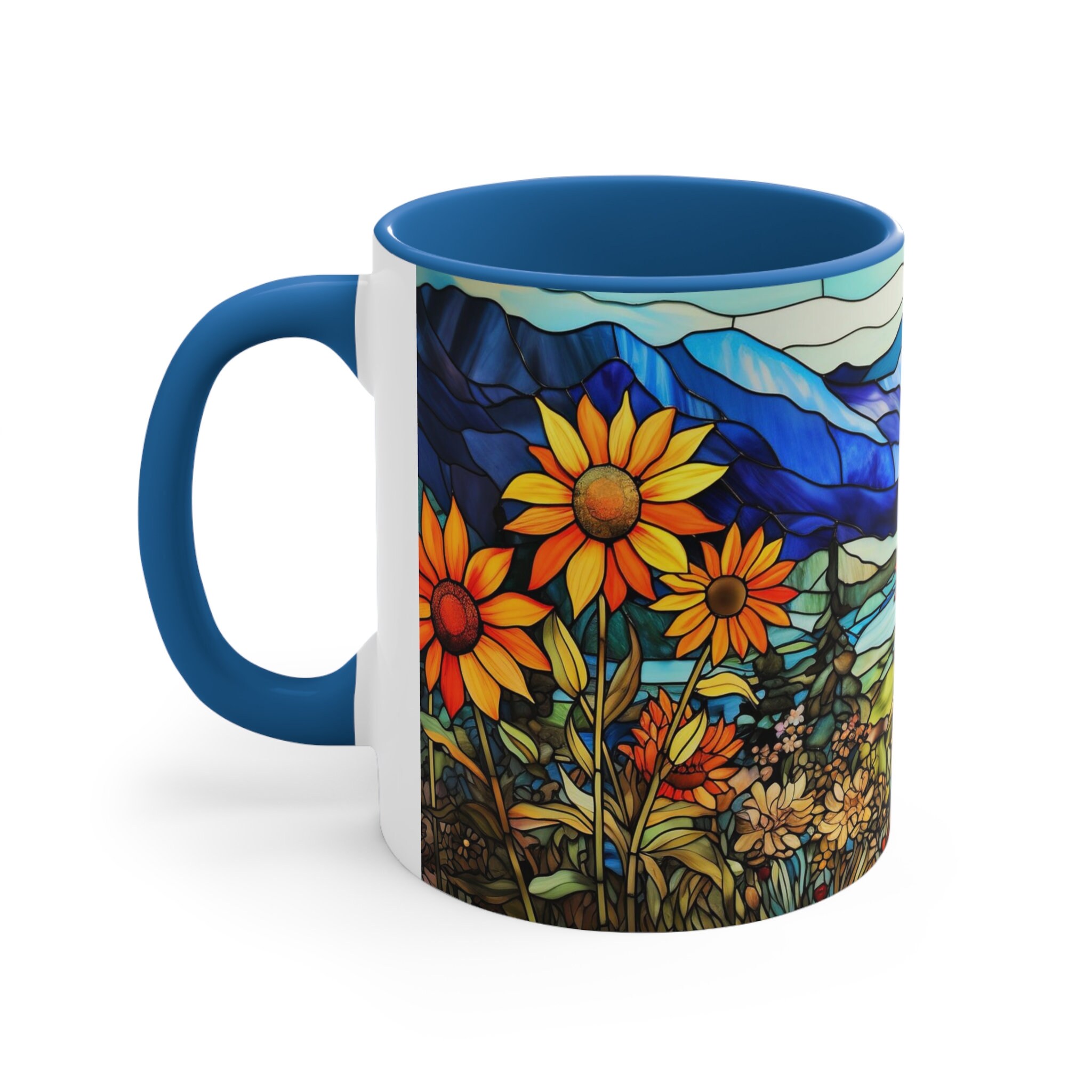 Stained Glass Floral Mug Stained Glass Sunflower Pattern Coffee Mug ...