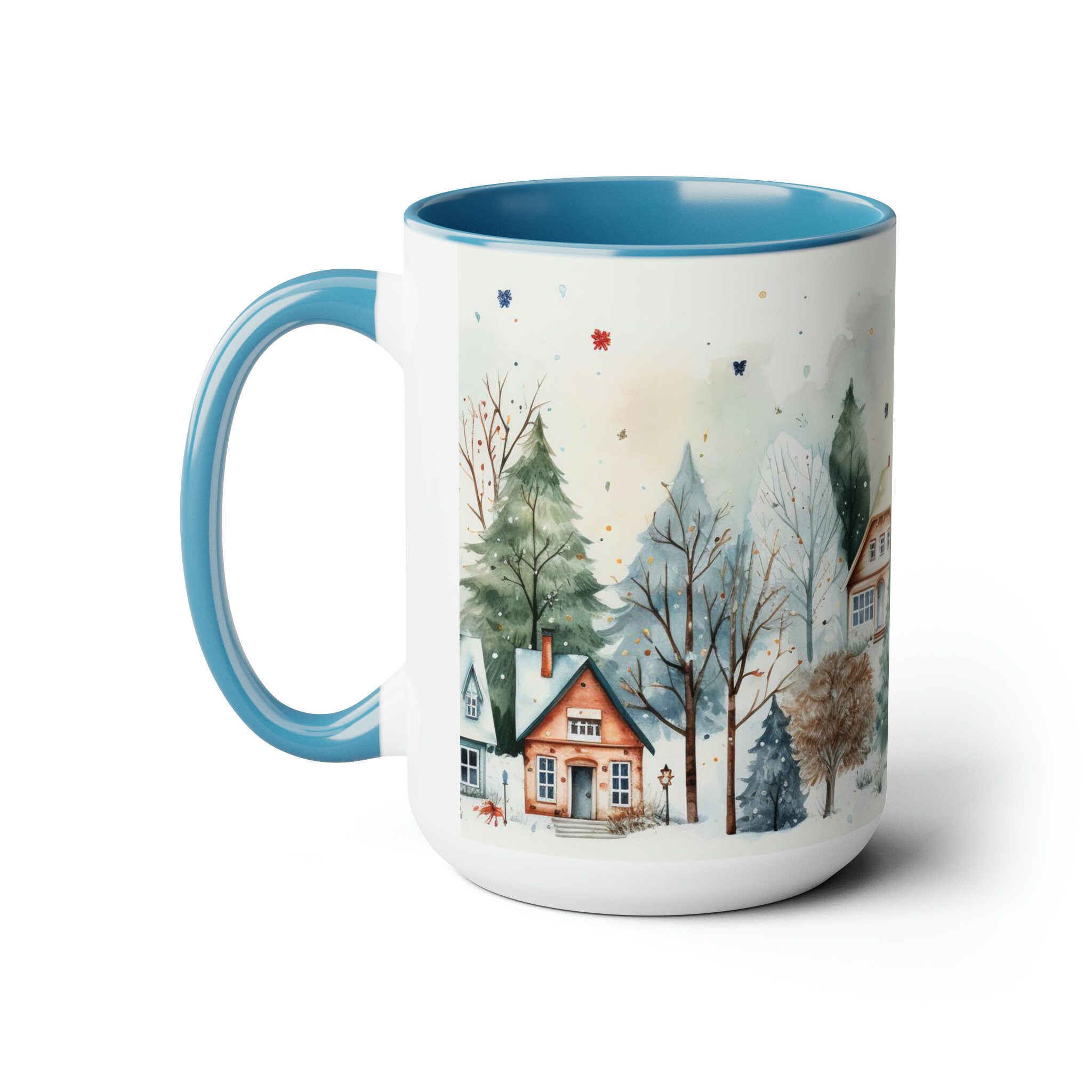 Winter Houses Mug Holiday Tea Mug Winter Village Town Cup Adorable ...