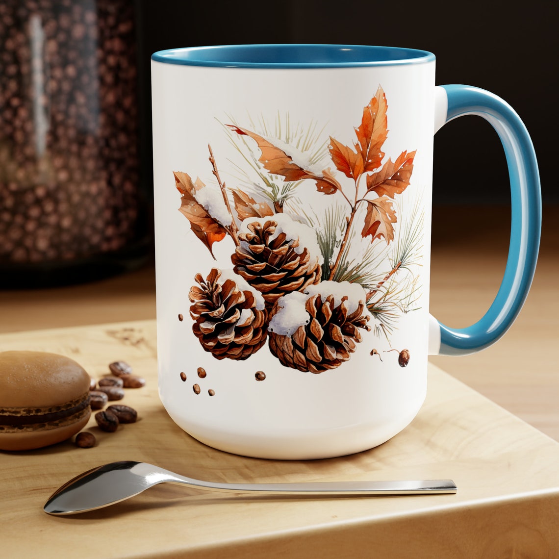 Snowy Pinecone Coffee Mug Winter Pinecone Tea Cup Pinecone and Snow Tea ...