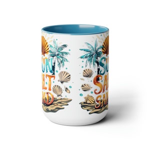 Sun Salt Sand Mug Beach Coffee Mug 15oz Ceramic Vacation Cup Beach ...