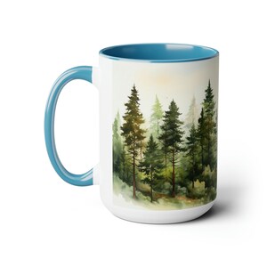 Rustic Pine Tree Mug Watercolor Pine Trees Print Coffee Mug Tree Lovers ...