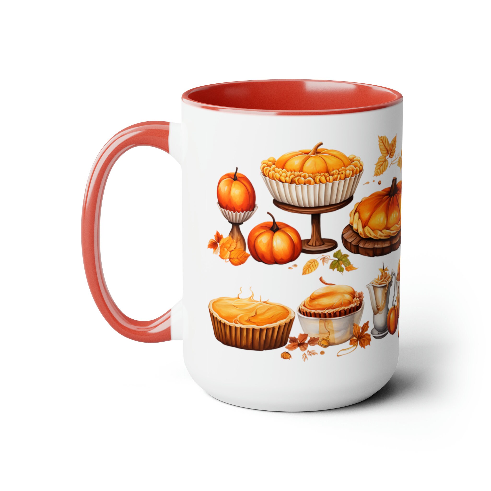 Fall Dessert Mug Autumn Dessert Pattern Mug Fall Pumpkin Pies Mug 15oz ...