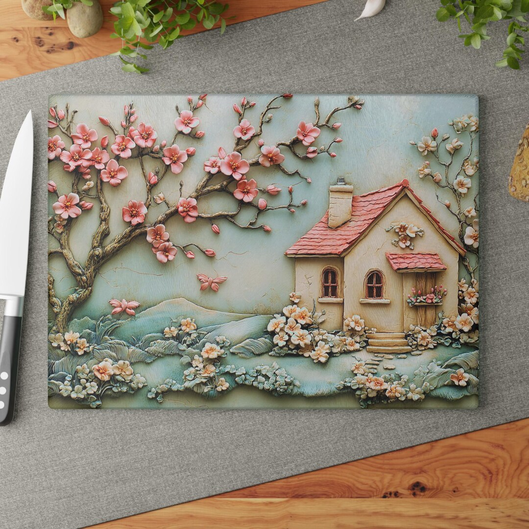 Cozy Spring Cottage Cutting Board Rustic Floral Kitchen Decor ...