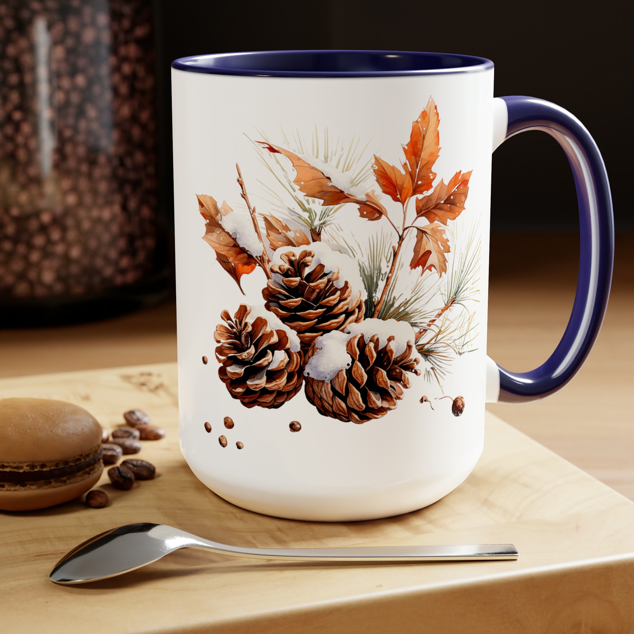 Snowy Pinecone Coffee Mug Winter Pinecone Tea Cup Pinecone and Snow Tea ...