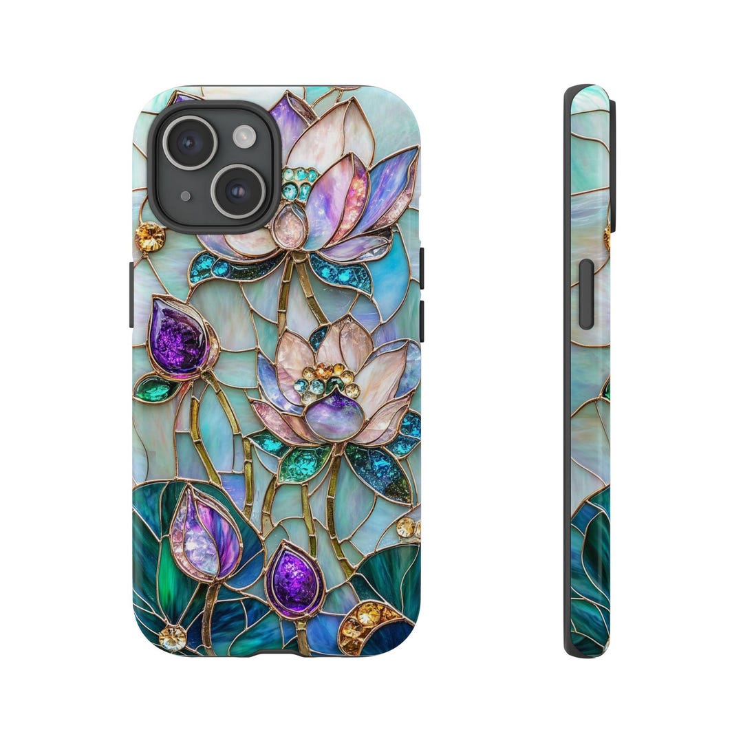 Lotus Flower Phone Case Stained Glass Floral Design iPhone Samsung ...