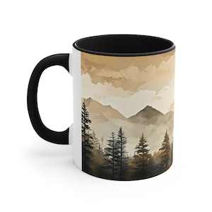 Watercolor Mountain Scene Mug Artistic Alpine Landscape Mug Painterly ...