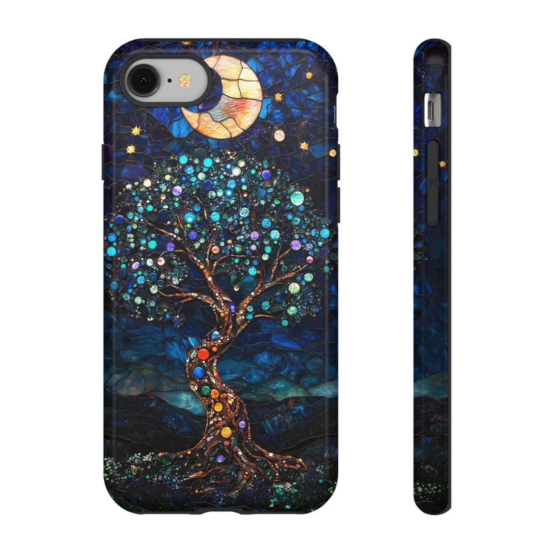 Stained Glass Tree of Life Phone Case: Celestial Moon & Stars - Etsy
