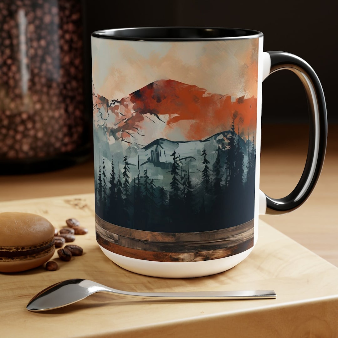 15oz Mountain Scenes Coffee Mug Rustic Mountain Mug Nature Inspired ...