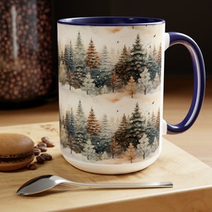 Rustic Fir Tree Mug Winter Decor Coffee Cup Woodland Scene Drinkware ...