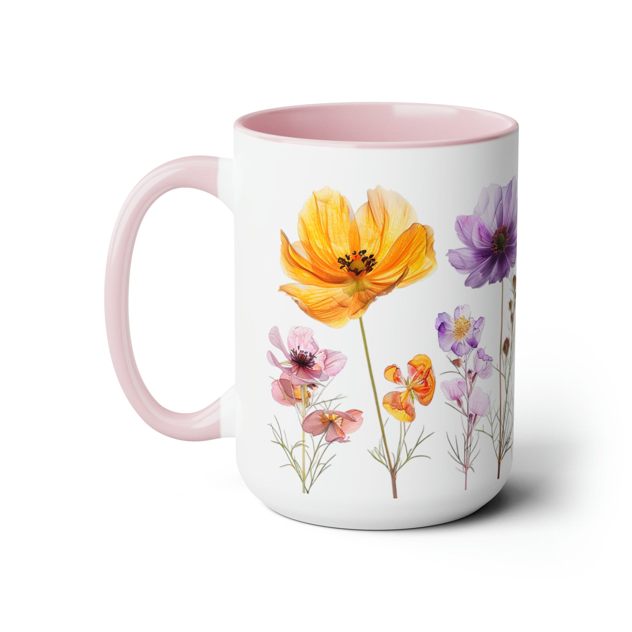 Watercolor Wildflowers Coffee Mug: Botanical Floral Art, Spring Flower ...