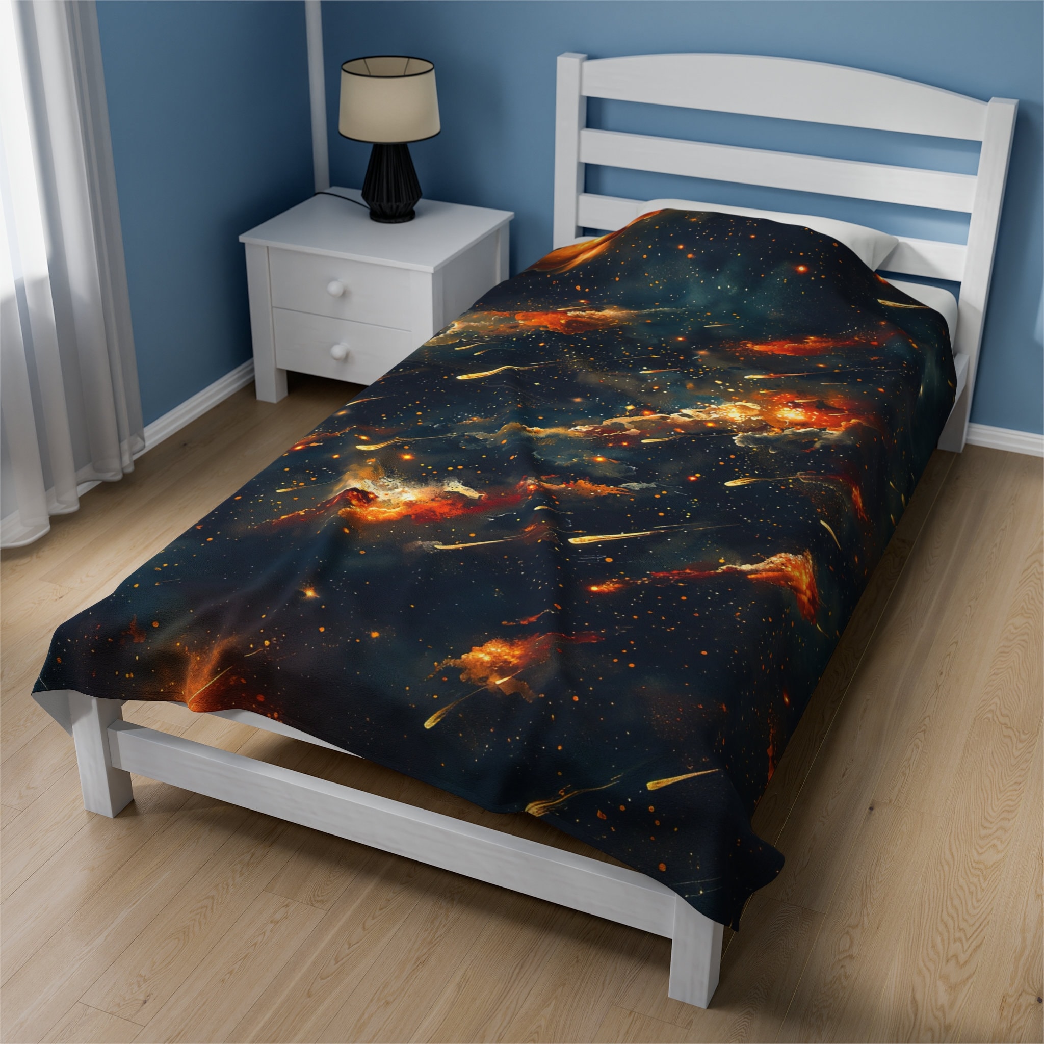 Velveteen Blanket Outer Space Blanket Meteor Shower Space Lovers Galaxy ...