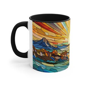 Stained Glass Sun Mug Sunset on the Beach Coffee Mug Glass Art Decor ...