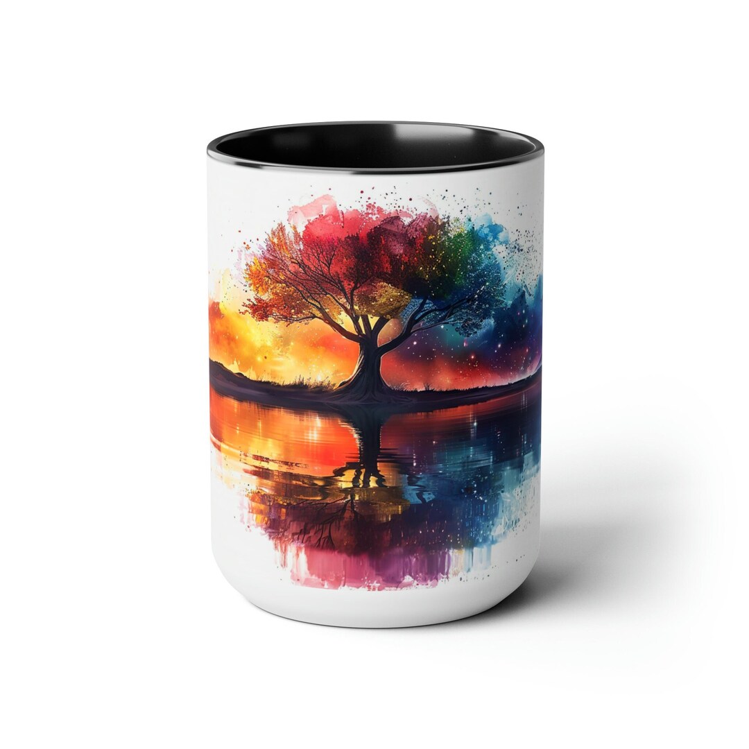 Tree of Life Mug Abstract Tree Coffee Mug Watercolor Nature Coffee Mug ...