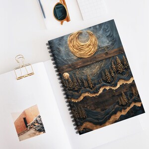 Mountain and Trees Notebook Rustic Wood Panel Print Journal Nature ...