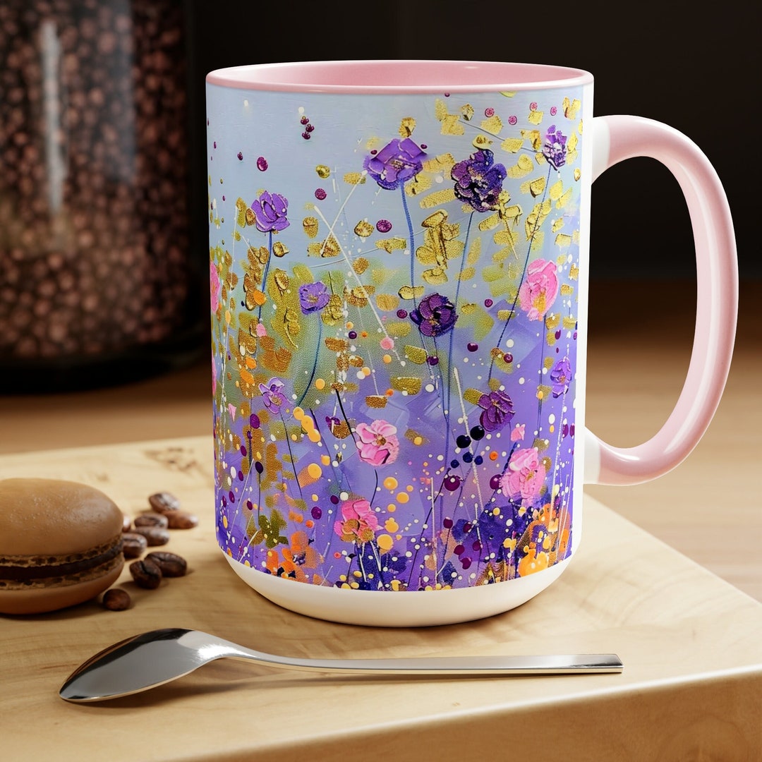 Colorful Wildflowers Ceramic Mug Spring Flowers Coffee Mug Abstract ...
