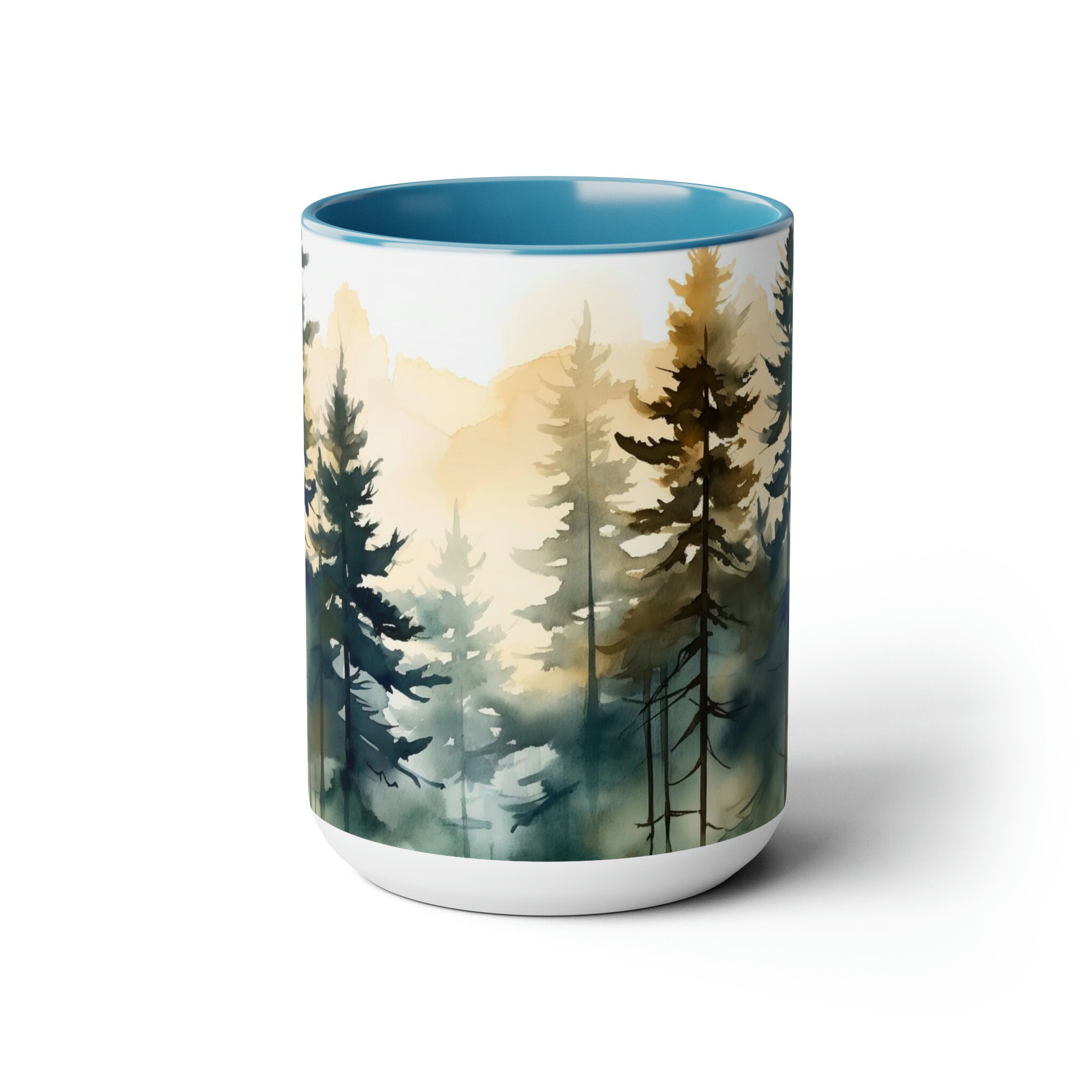 Pine Tree Watercolor Art Mug Watercolor Pine Trees Coffee Mug Pine Tree ...