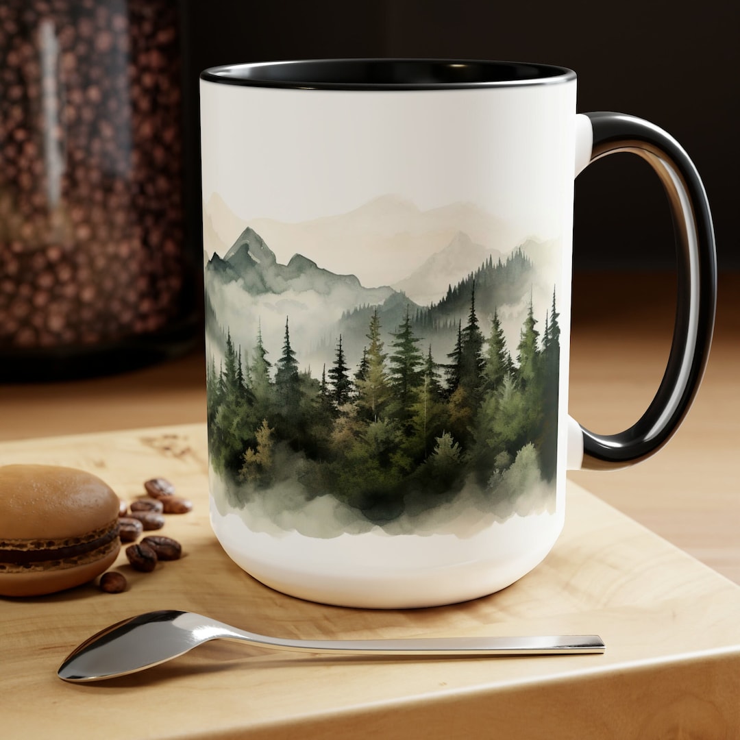 Forest Mug Forest Scenery Coffee Mug Watercolor Nature Mug Nature ...