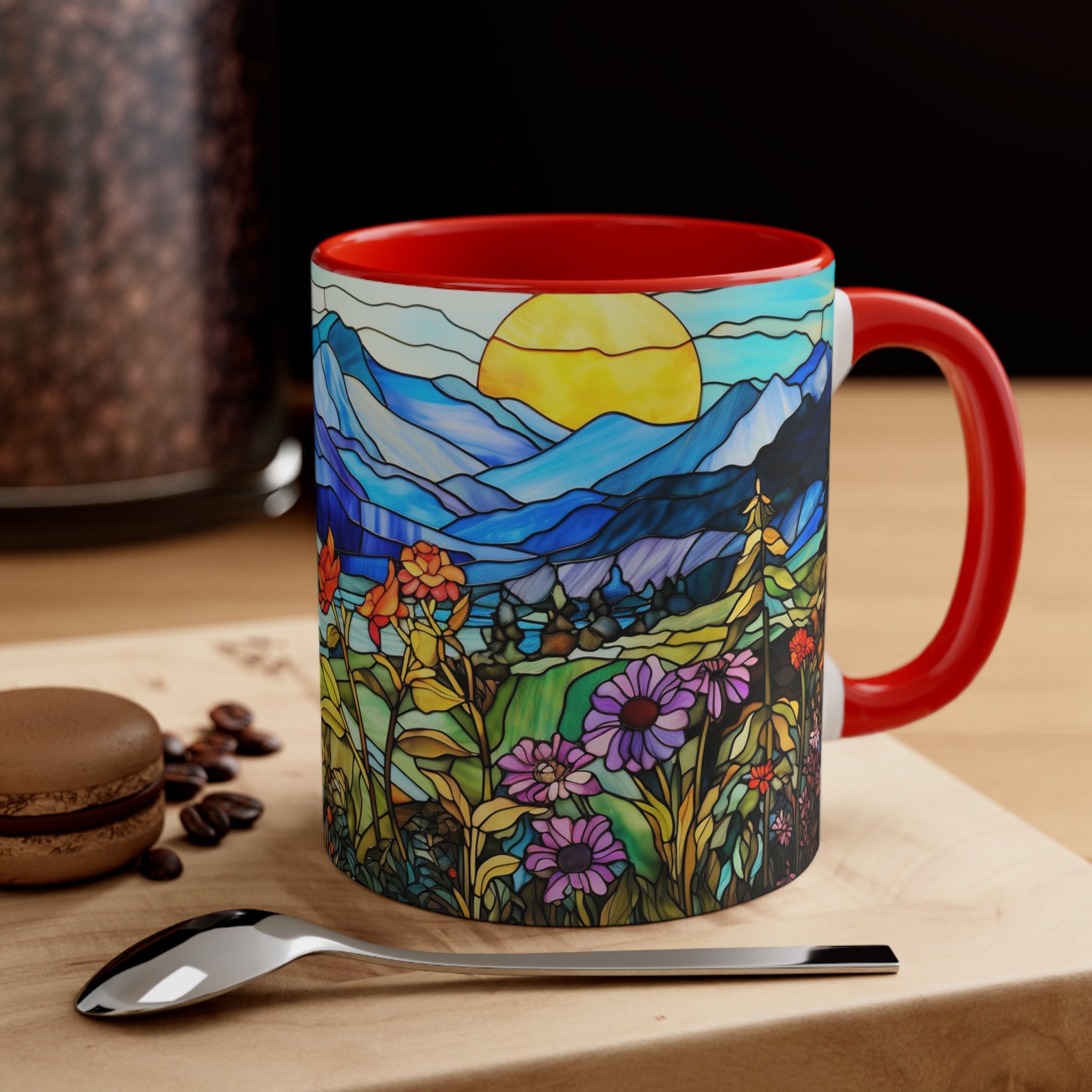 Stained Glass Floral Mug Stained Glass Sunflower Pattern Coffee Mug ...