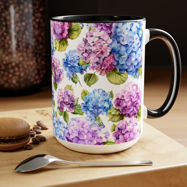 Watercolor Hydrangea Coffee Mug: Floral Ceramic Tea Cup - Etsy