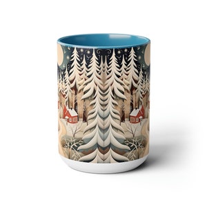 Winter Folk Art Mug Folk Art Print Winter Painting Winter Art Tea Mug ...
