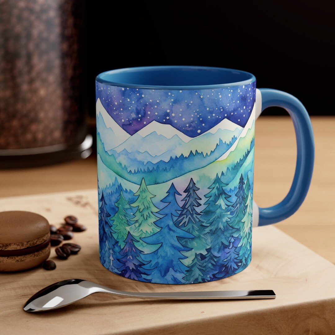 Winter Mountain Mug 11oz Ceramic Mountain Coffee Mug Winter Mountains ...