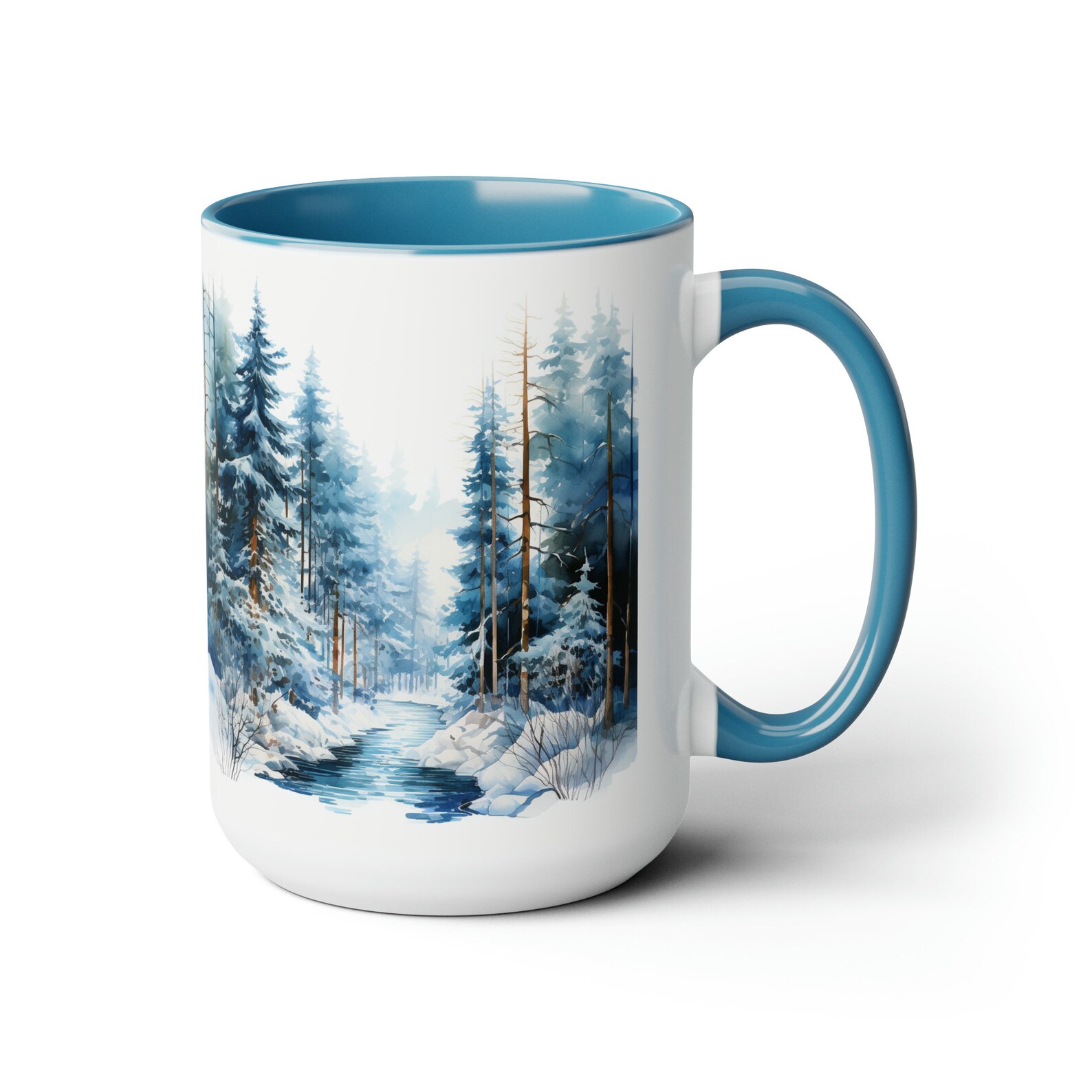 Winter Woodland Mug: Snowy Forest Scene, 15oz Ceramic Coffee Cup - Etsy